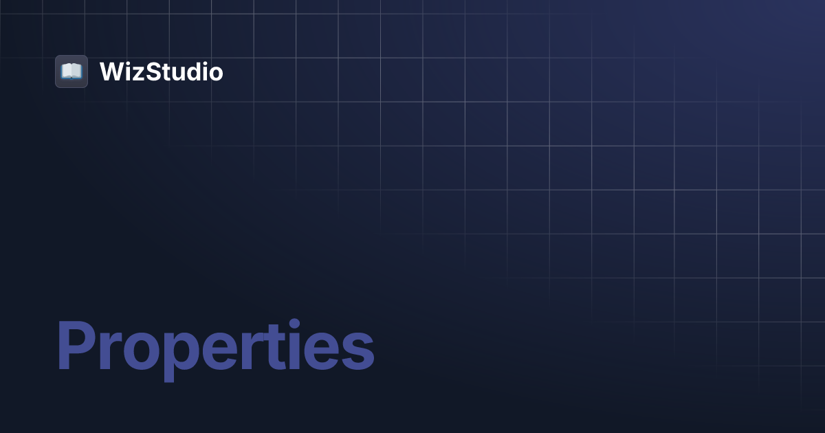 Properties | WizStudio